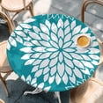 Abstract Botanical Flower Silhouette Round Fitted Tablecloth with ...