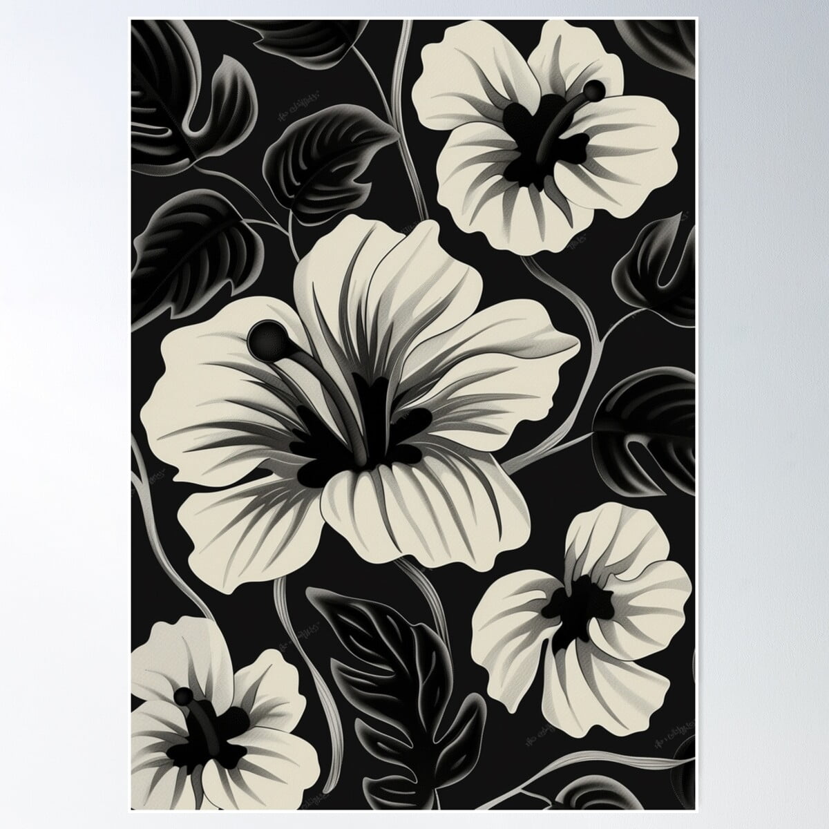 Abstract Botanical Flowers Poster Poster Wall Art, Modern Wall Decor ...