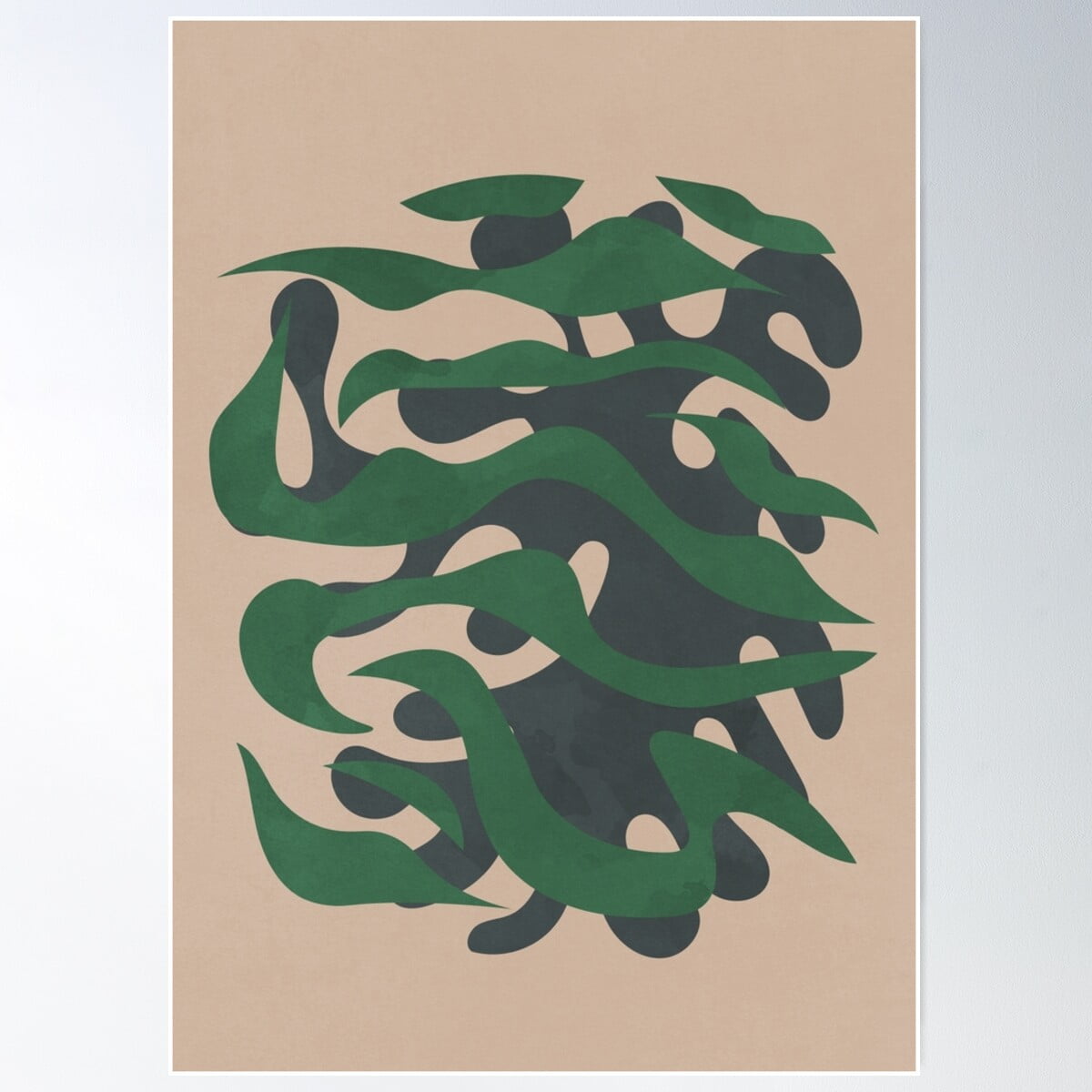Abstract Botanical Green Leaf Shapes 2 Poster Wall Art Modern Wall ...