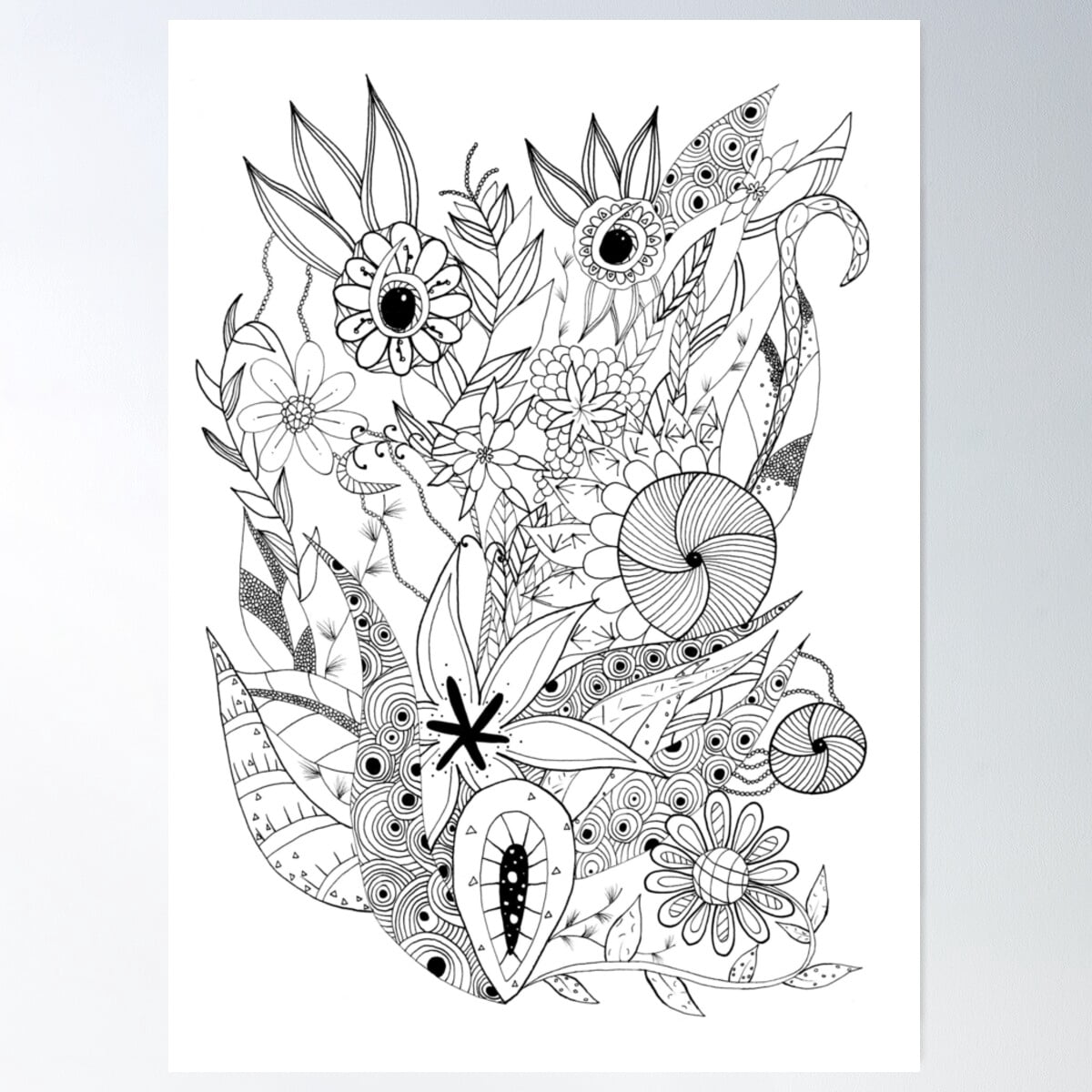 Abstract Botanical | Hand Drawn Zentangle Illustration Art | Poster ...