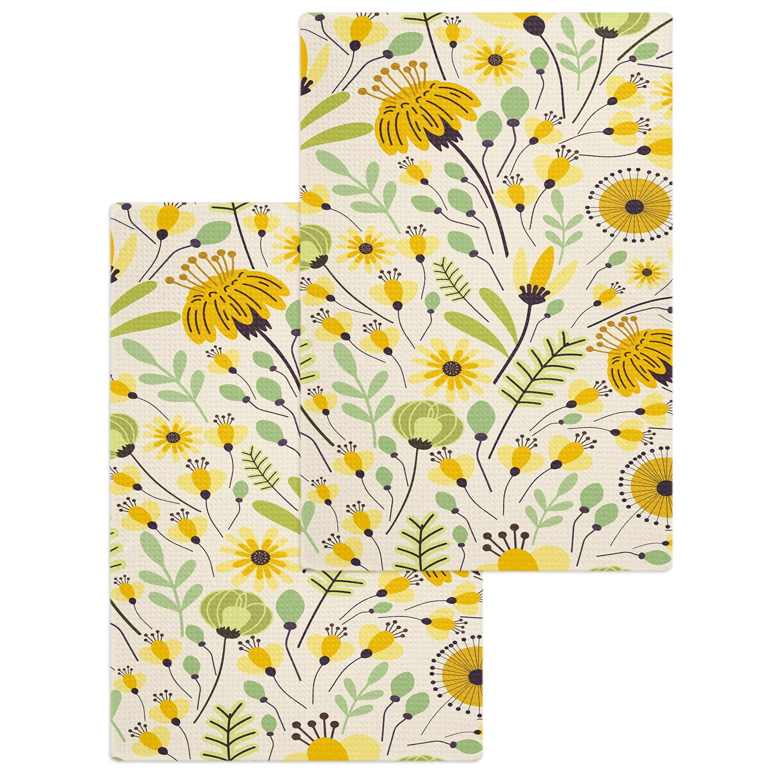 Abstract Botanical Kitchen Dish Towels for Drying Dishes Set of 2 ...