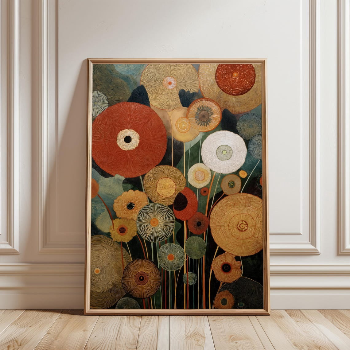 Abstract Botanical Mid Century Geometric Floral Nature Decor, Unframed ...