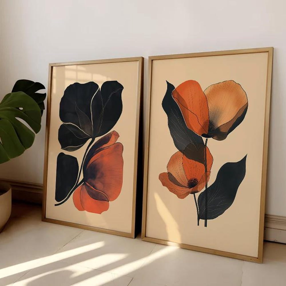 Abstract Botanical Modern Floral Bedroom Wall Art Home Decor Office ...