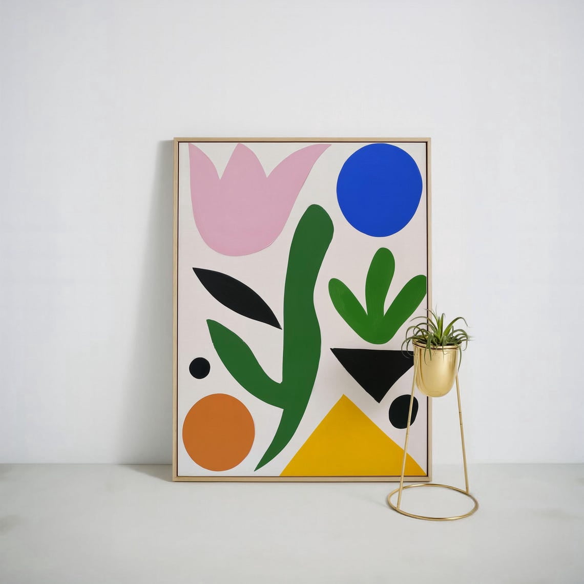 Abstract Botanical Modern Geometric Shapes Colorful Minimalist Decor ...