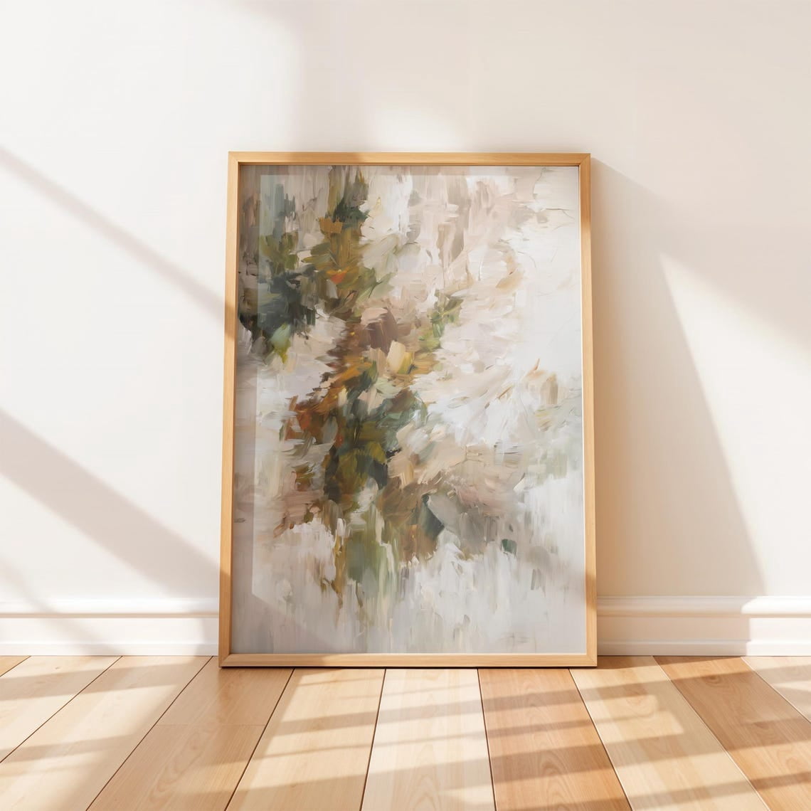 Abstract Botanical Modern Moody Painting Neutral Tones Olive Sage ...