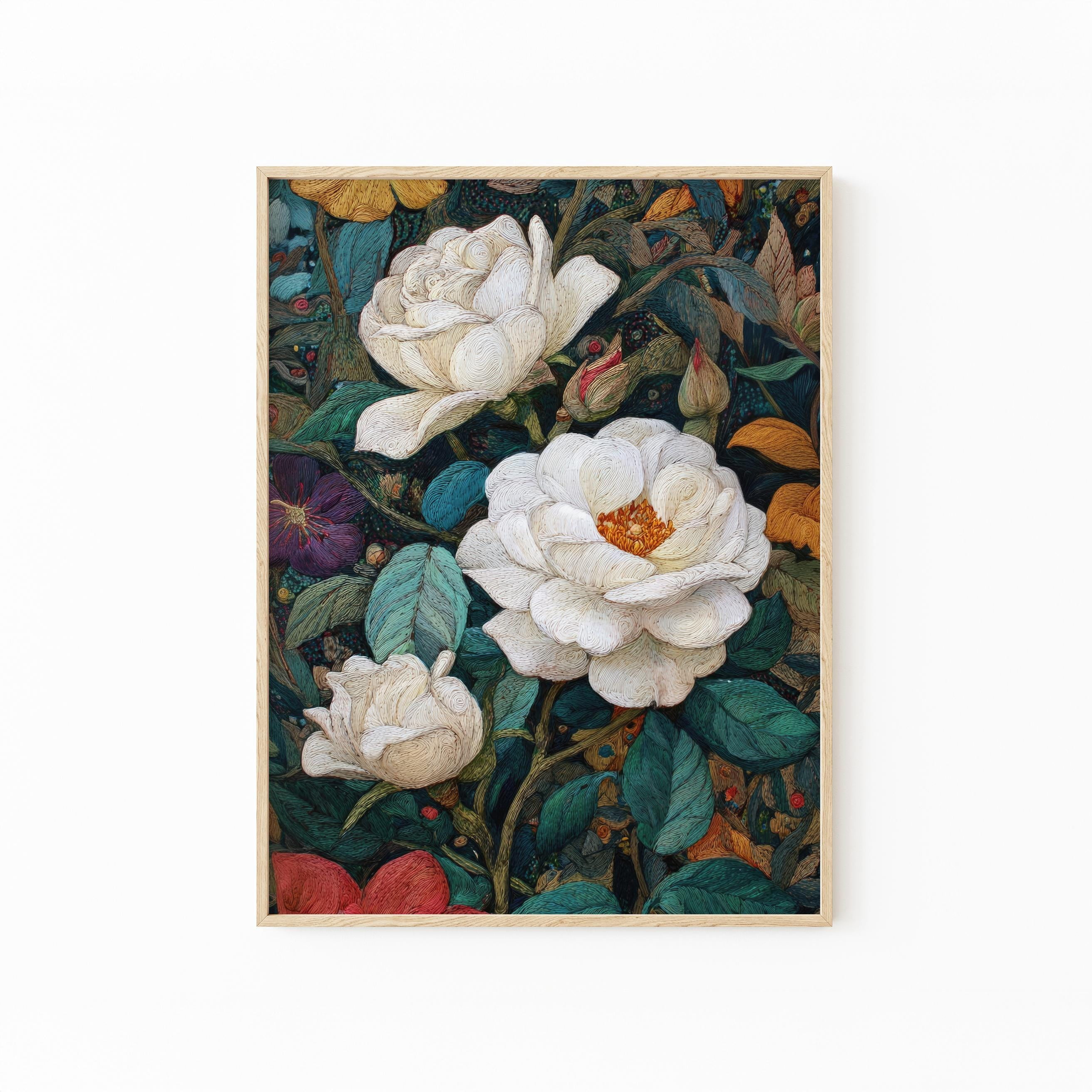 Abstract Botanical Poster Earthy Tropical Wildflower Art Boho Home ...