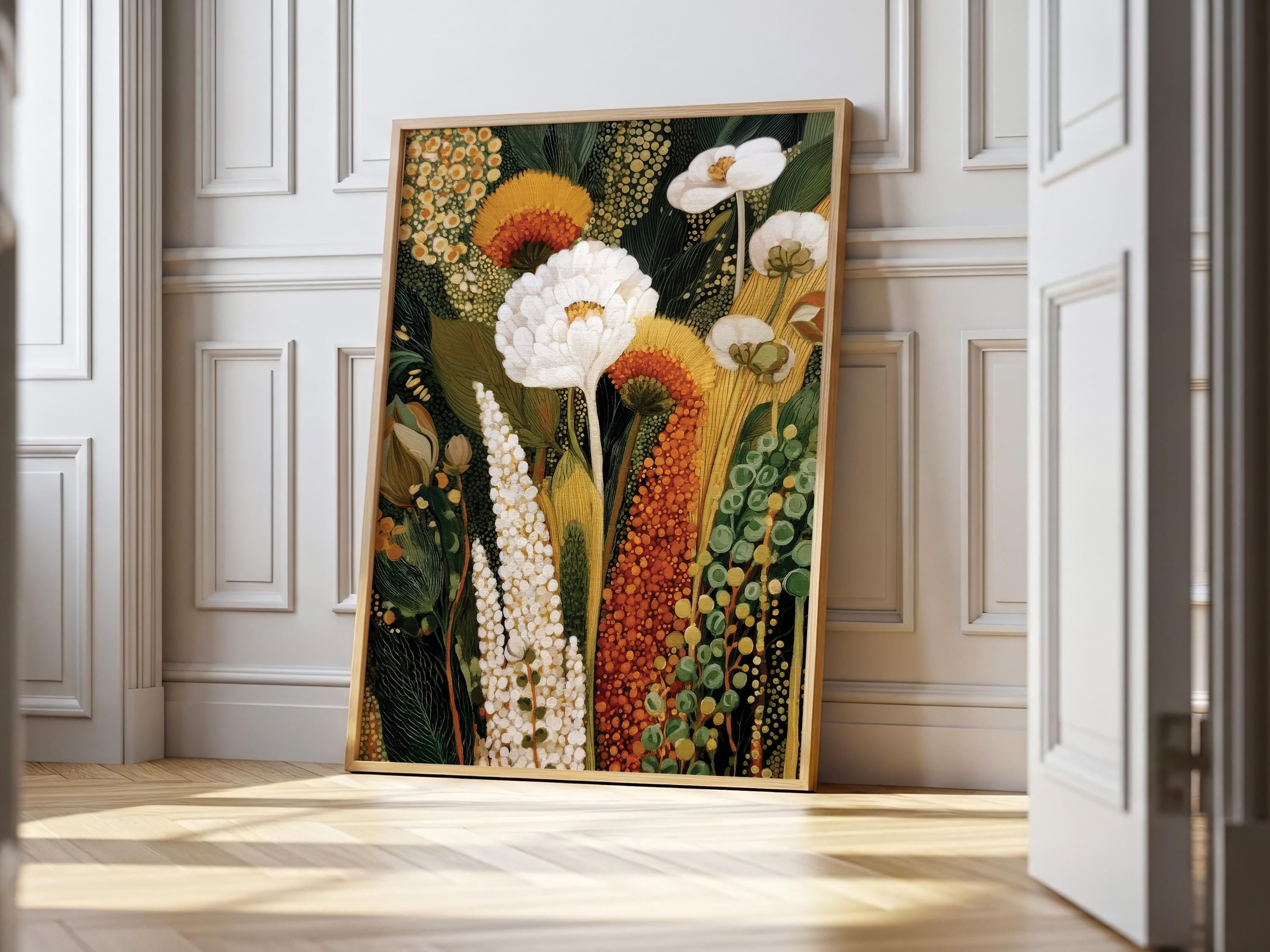 Abstract Botanical Poster Earthy Tropical Wildflower Art Boho Kusama ...