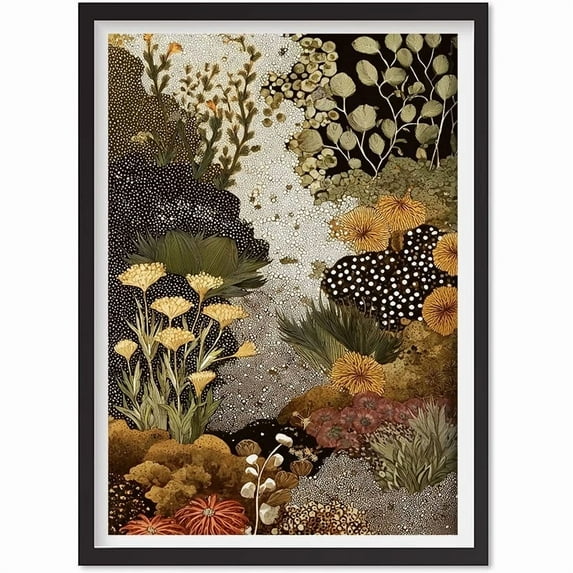 Abstract Botanical Poster: Earthy Wildflower Art, Boho Home Decor Wall ...