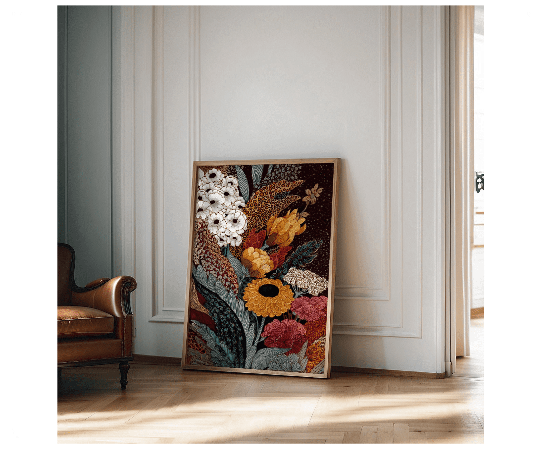 Abstract Botanical Poster Earthy Wildflower Art Boho Home Decor ...