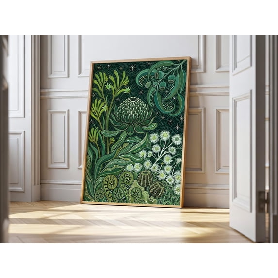 Abstract Botanical Poster Green Tropical Wildflower Art Boho Kusama ...
