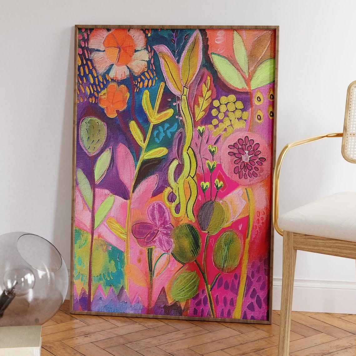 Abstract Botanical Print, Dopamine Decor, Maximalist Decor, Trendy Art ...