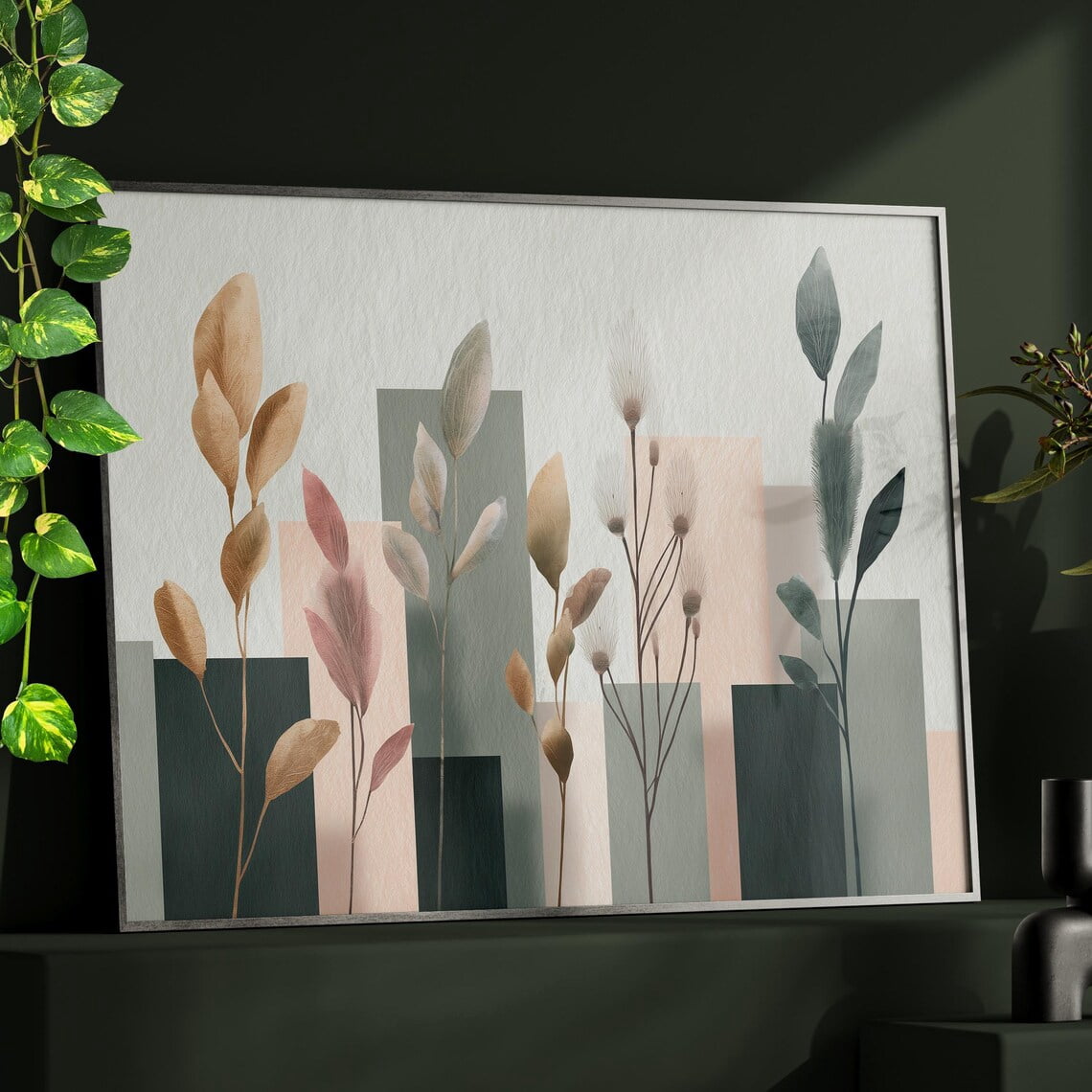 Abstract Botanical Stems Wall Art Neutral Modern Watercolor Art Print ...