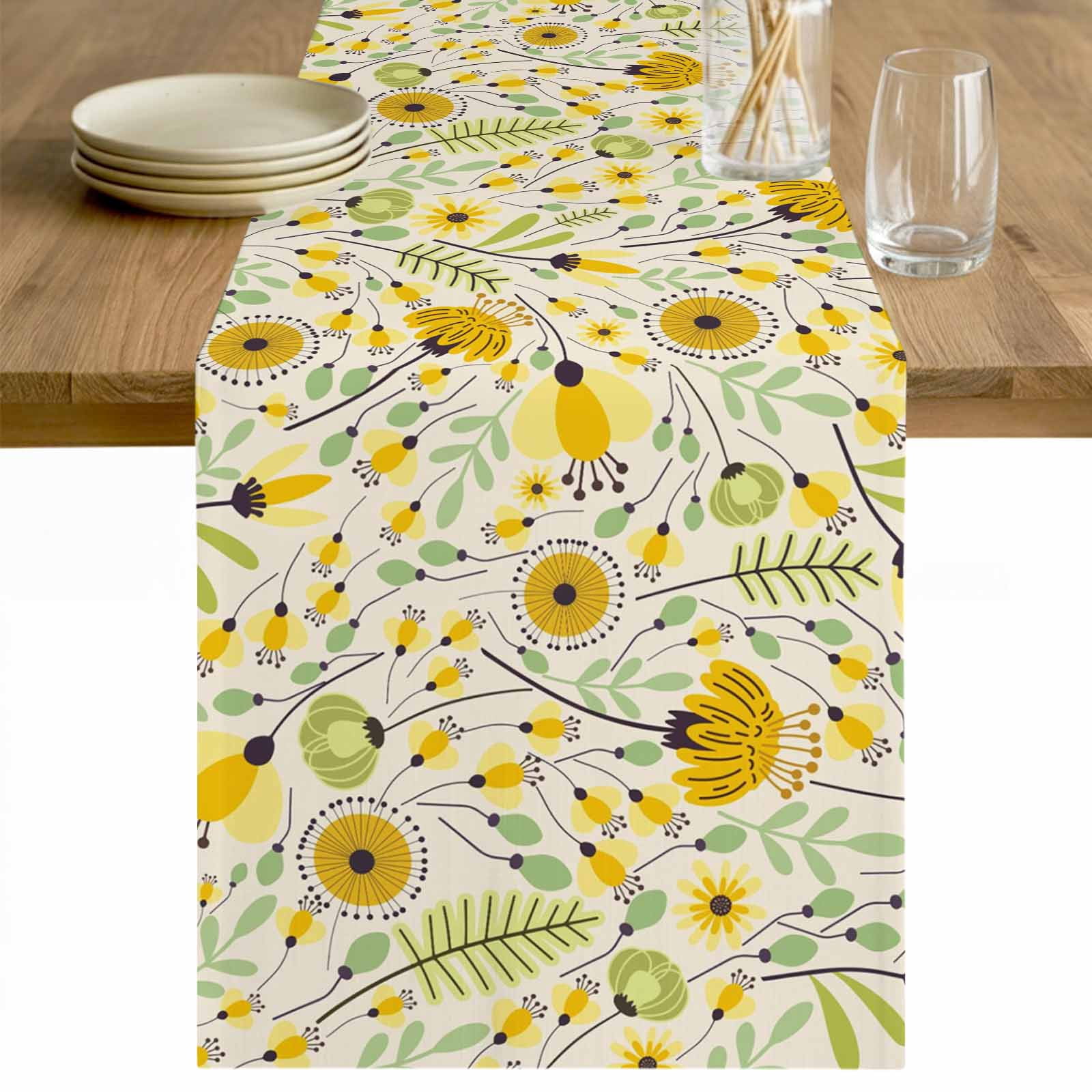 Abstract Botanical Table Runner 90 Inches Long Farmhouse Dress Scarves ...