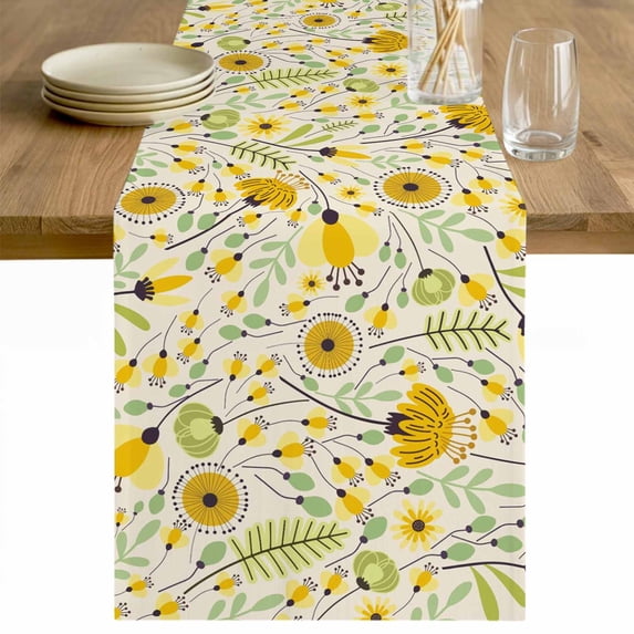 Abstract Botanical Table Runner 90 Inches Long Farmhouse Dress Scarves ...