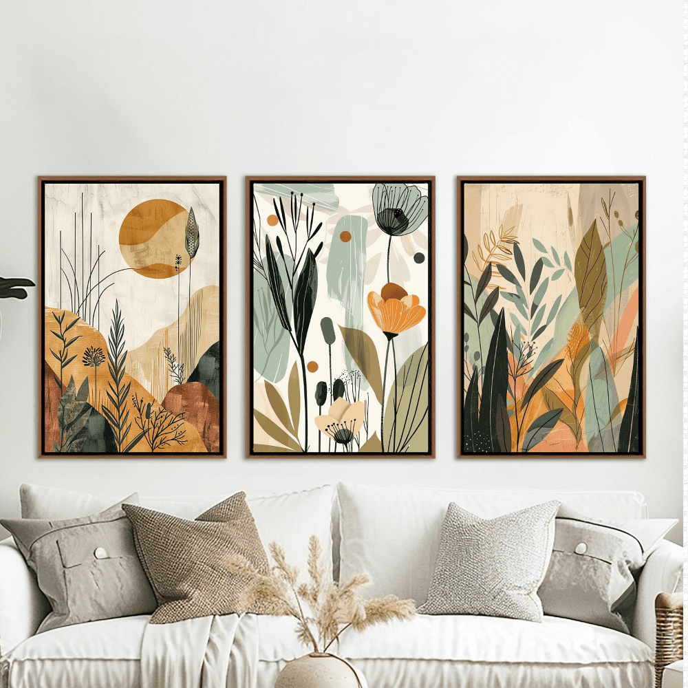 Abstract Botanical Vintage Floral Landscape Poster Prints , Stretched ...