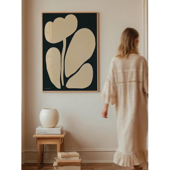 Abstract Botanical Wall Art Organic Poster Black And Beige Tulip Living ...