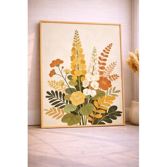 Abstract Botanical Wildflower Poster Boho Earthy Floral Wall Art Modern ...