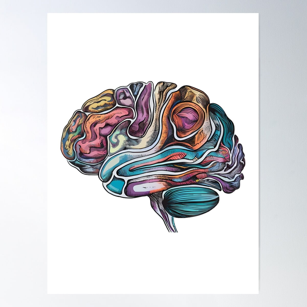Abstract Brain Art - Human Brain Anatomy Illustration Poster Wall Art ...