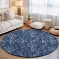 Abstract Branches Navy Blue Round Rug 5ft Modern Minimalist Art ...