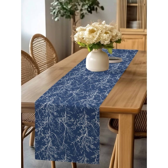 Abstract Branches Navy Blue Table Runner 70 Inches Long,Kitchen Dining ...