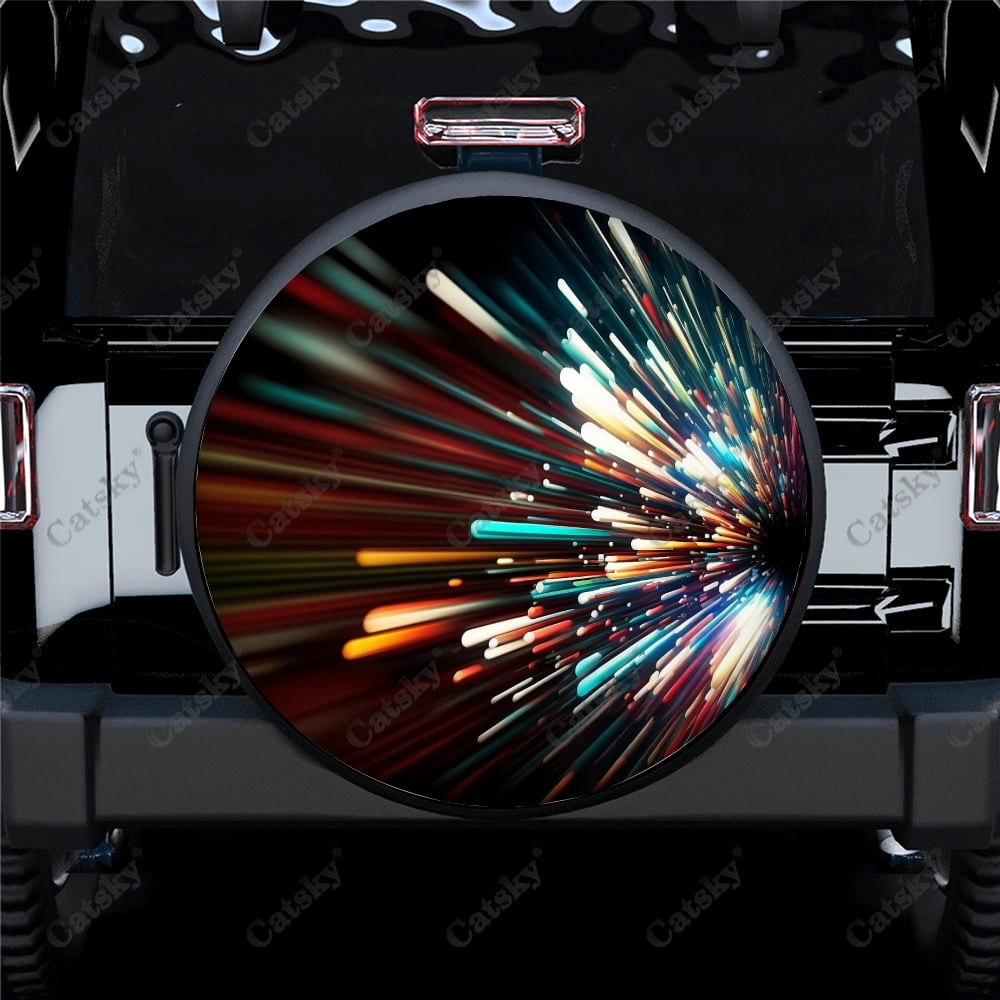Abstract Bright Glowing Particles Polyester Universal Spare Wheel Tire ...