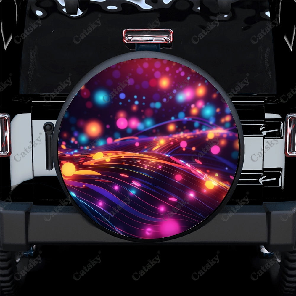Abstract Bright Glowing Particles Polyester Universal Spare Wheel Tire ...