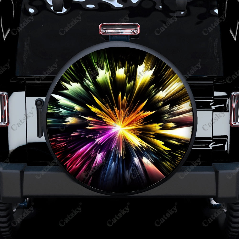 Abstract Bright Glowing Particles Polyester Universal Spare Wheel Tire ...