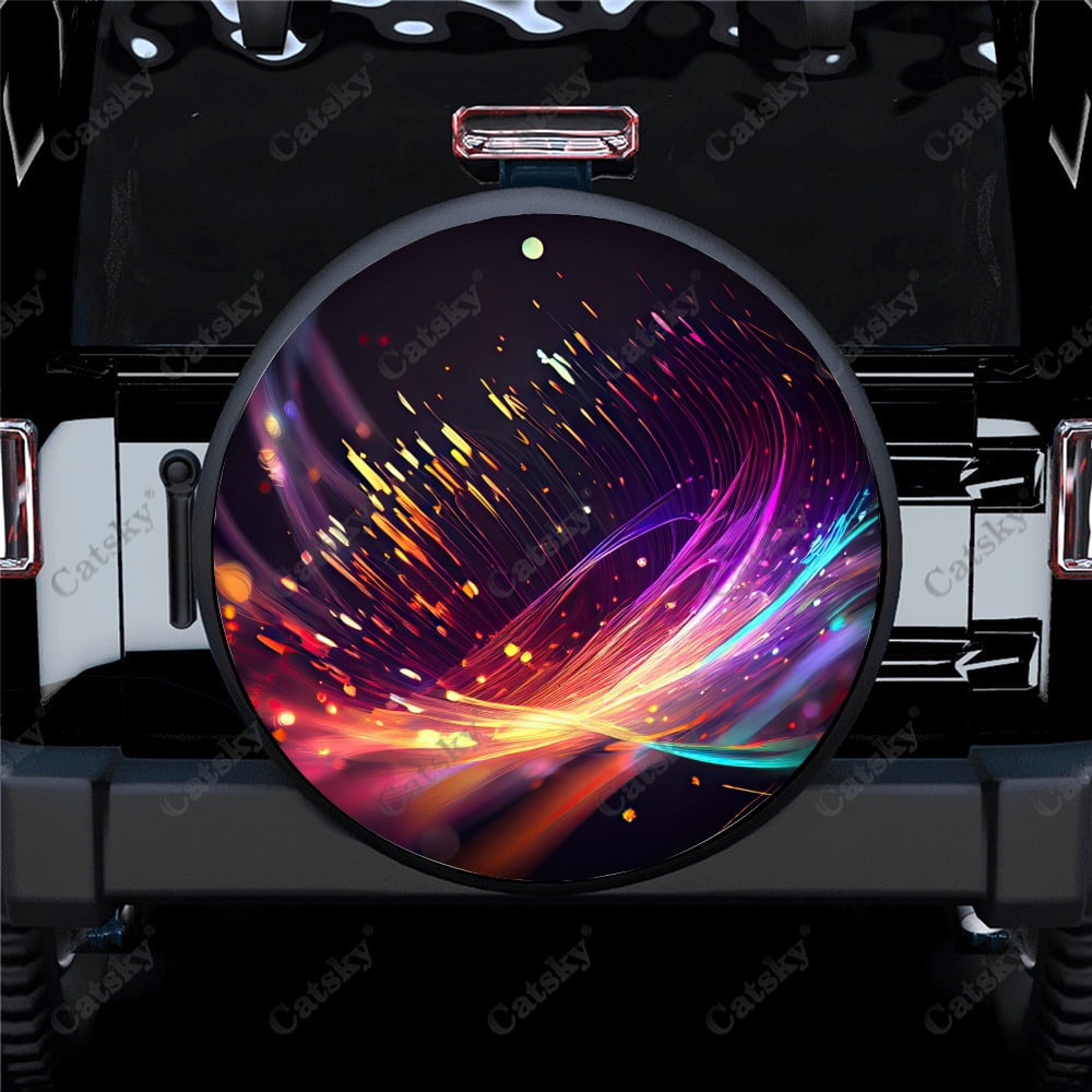 Abstract Bright Glowing Particles Polyester Universal Spare Wheel Tire ...
