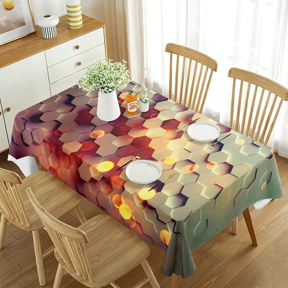 Abstract Bright Tablecloth Psychedelic Art Colorful Border Print Easy ...