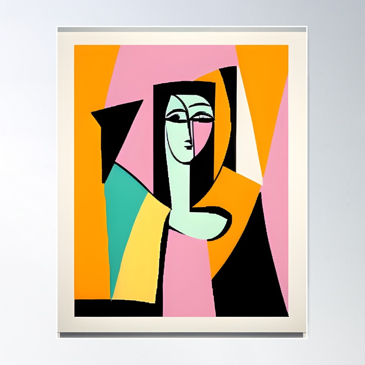 Abstract Brightly Coloured Mona Lisa Like Modern Female Figure Poster ...