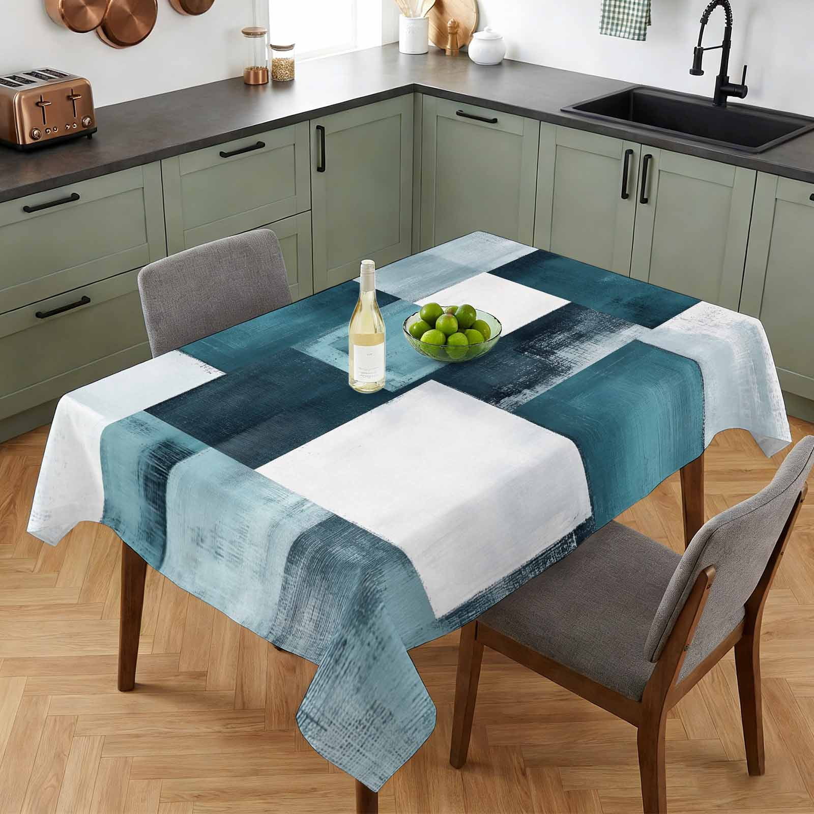 Abstract Bronze Color Block Table Cloth 52x70in, Waterproof Rectangle ...