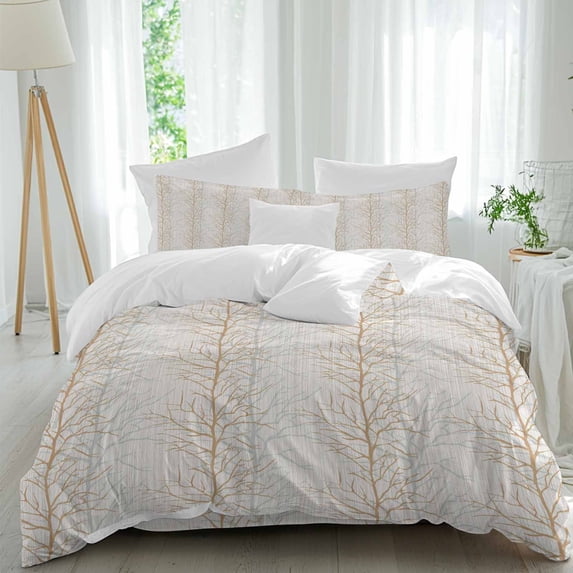 Abstract Brown 4 Piece Duvet Cover Set Full Size Tree Branch Pattern ...