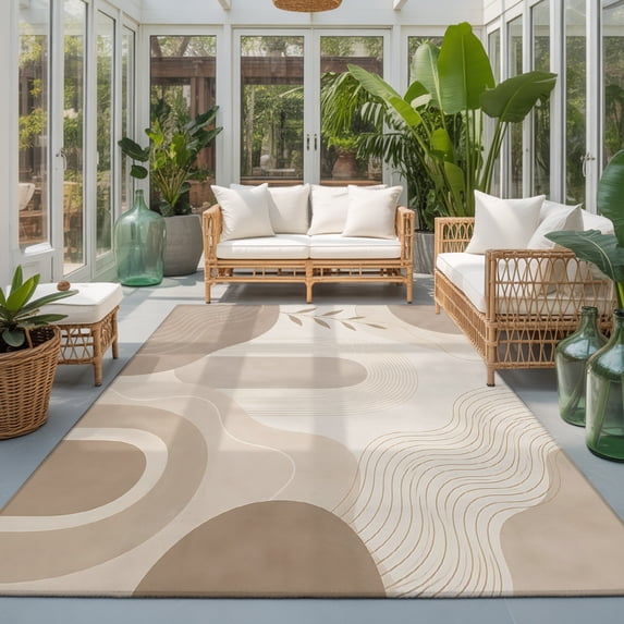 Abstract Brown 4'x6' Area Rugs Boho Botanical Rustic Branch Aesthetic ...