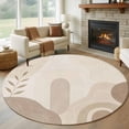 Abstract Brown 6FT Round Area Rugs for Living Room Boho Botanical ...