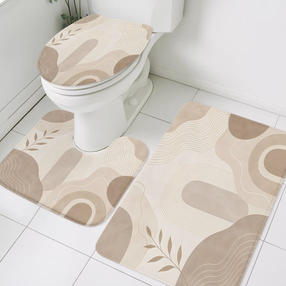 Abstract Brown Bathroom Rugs Set Boho Botanical Rustic Branch Aesthetic ...