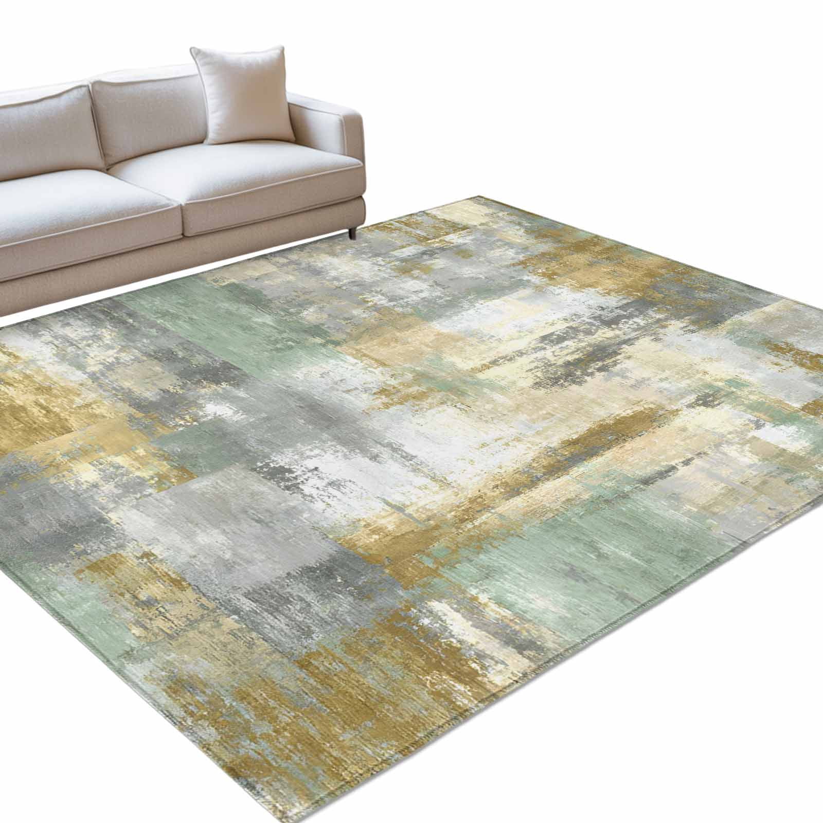 Abstract Brown Beige Art Area Rugs 5x7ft Vintage Mottled Texture ...