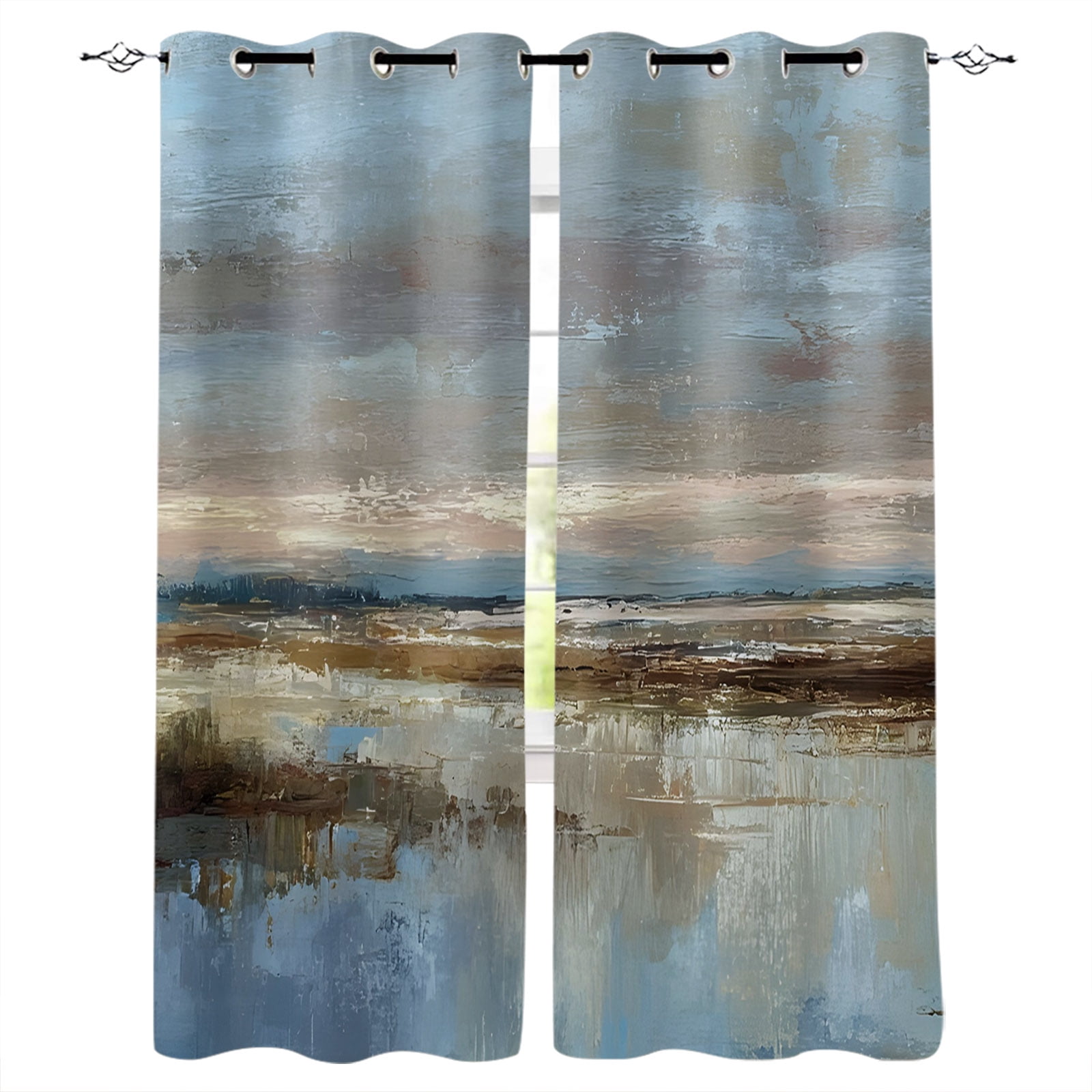 Abstract Brown Blackout Curtains for Bedroom Living Room Darkening ...