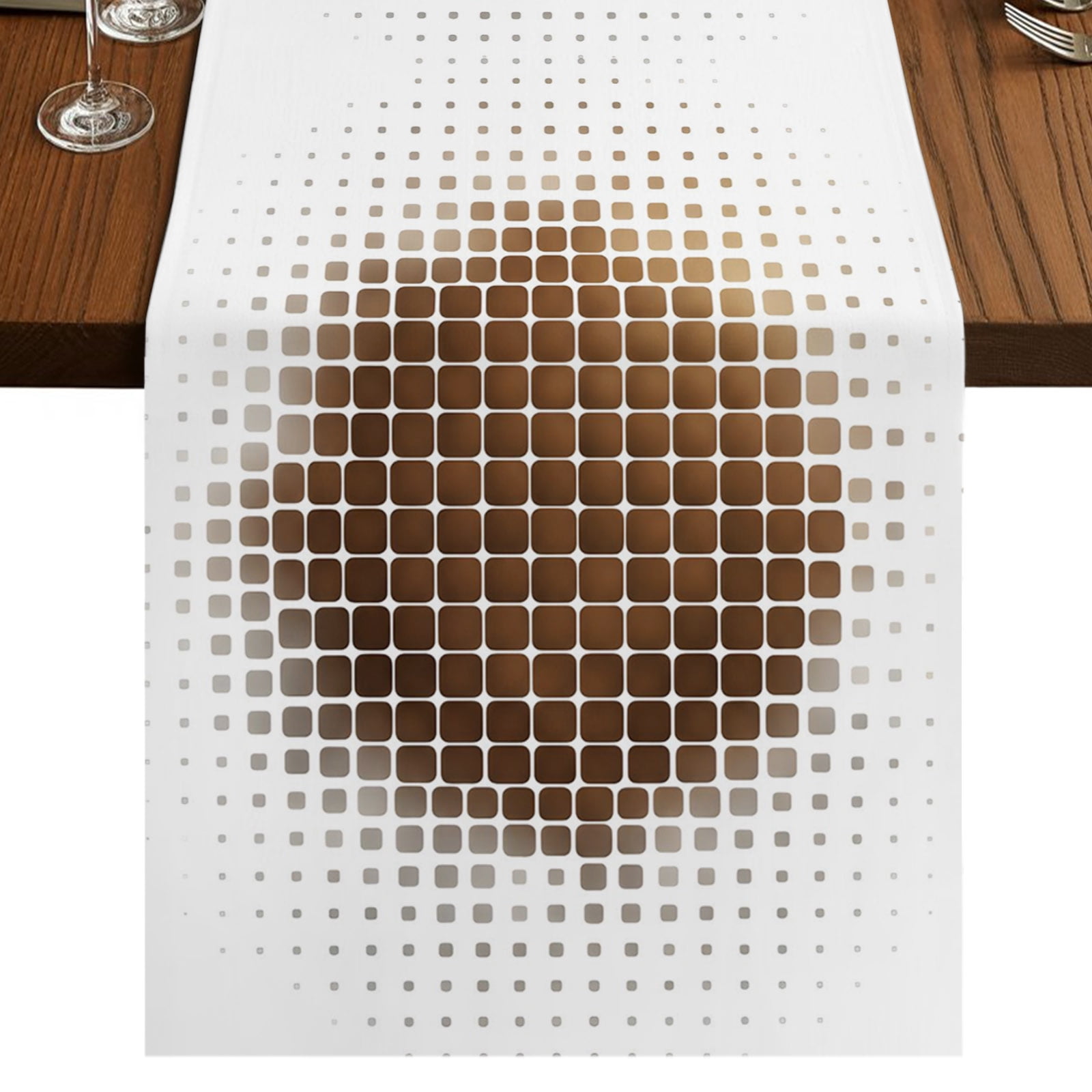 Abstract Brown Burlap Cotton Table Runner 13x48 Inches Long, Modern ...
