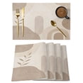Abstract Brown Cotton Linen Placemats Set of 2, Boho Botanical Rustic ...