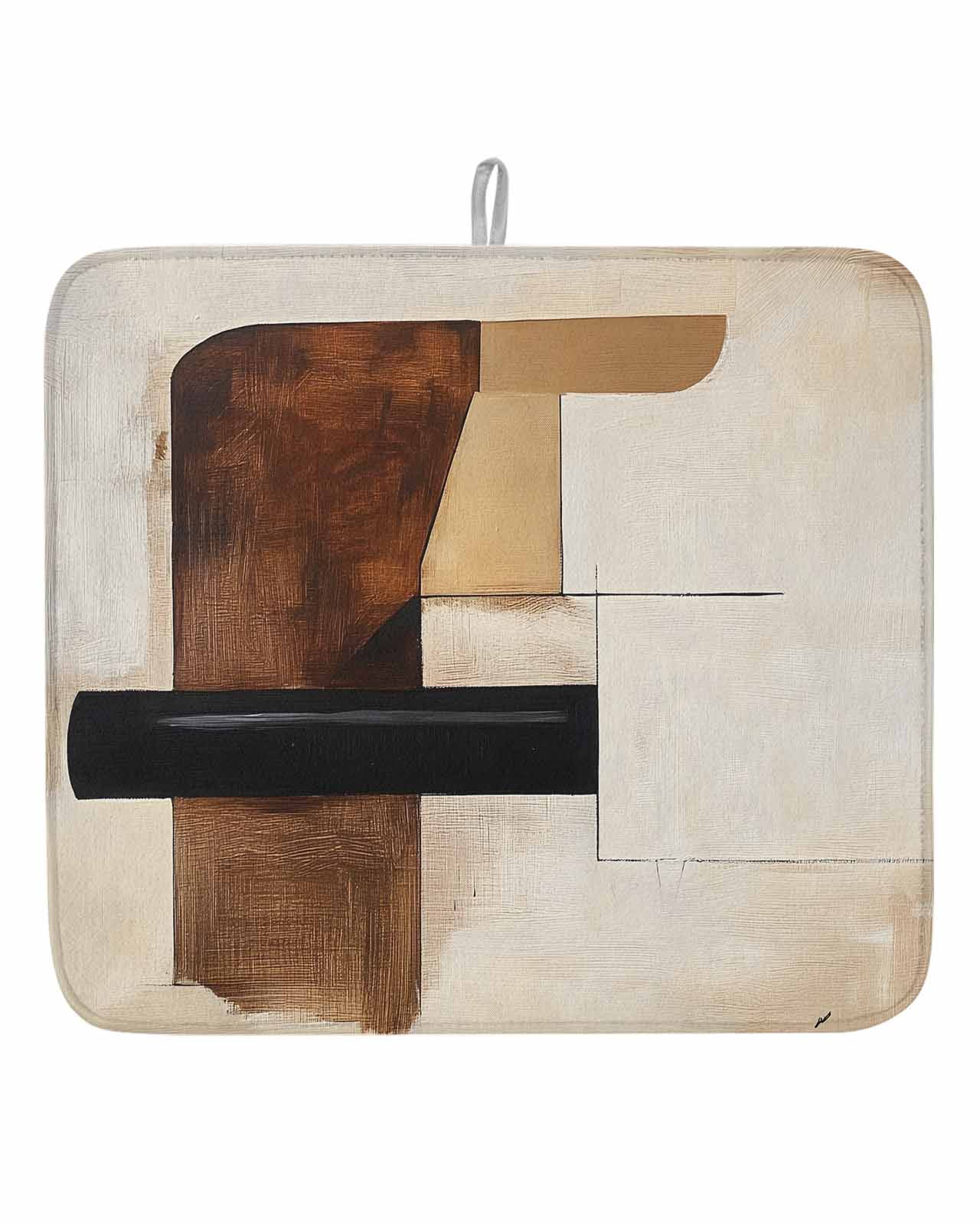 Abstract Brown Dish Drying Mat 16x18 inch Geometric Color Block ...