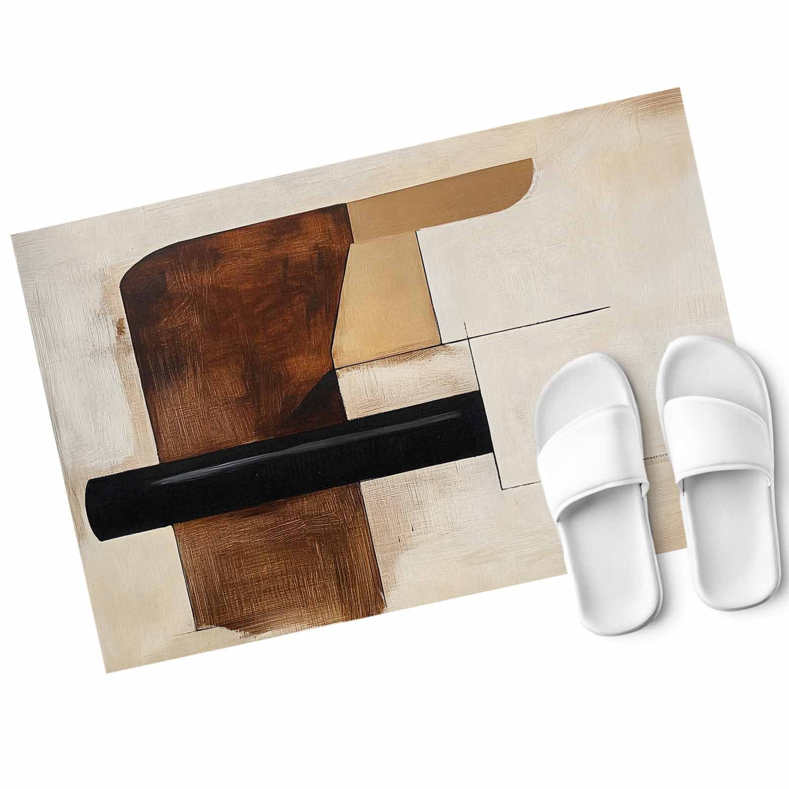 Abstract Brown Door Mat Geometric Color Block Cylinder Graffiti Art Non ...