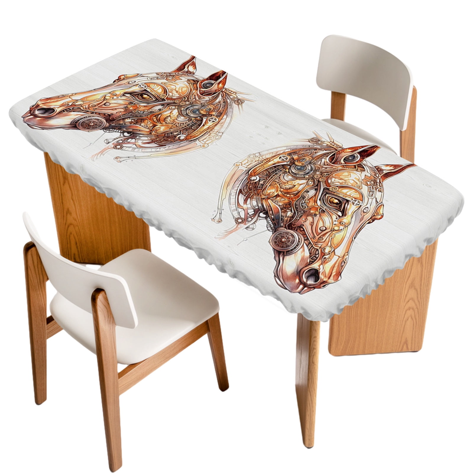 Abstract Brown Fitted Rectangle Tablecloth 24" x 50" Mechanical ...