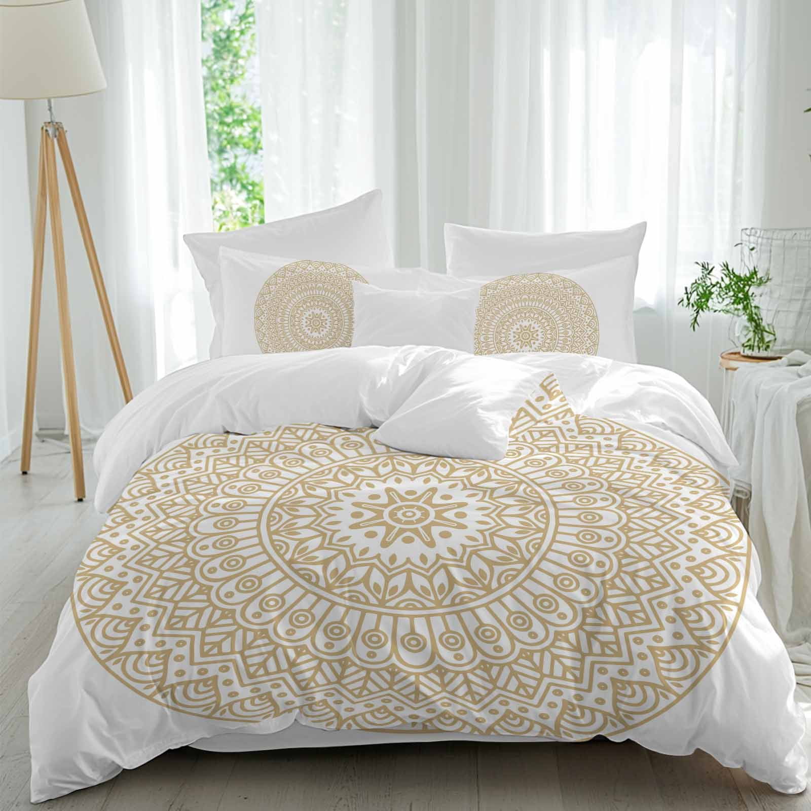 Abstract Brown Geometric Duvet Cover Set Full Size, Bohemian Style ...