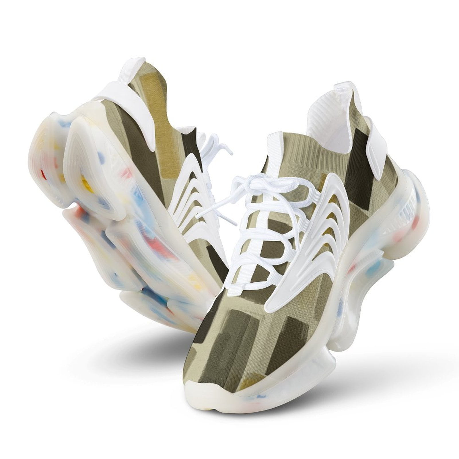 Abstract Brown Gold Rectangles Art Walking Shoes for Men Woman ...