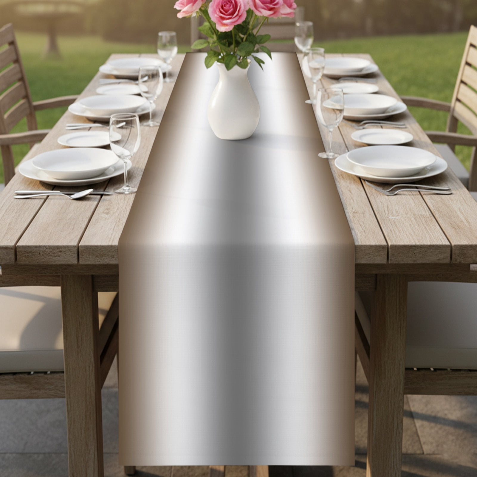 Abstract Brown Gray Gradient Table Runner 13x36in Non-Slip Cotton Linen ...