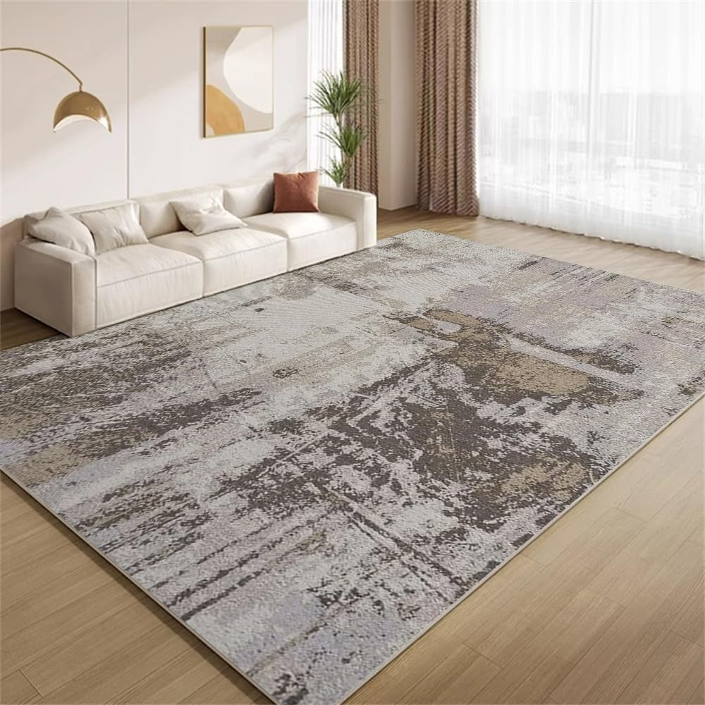 Abstract Brown Gray Rug 4x7ft Area Rugs Distressed Vintage Art Rugs Non ...