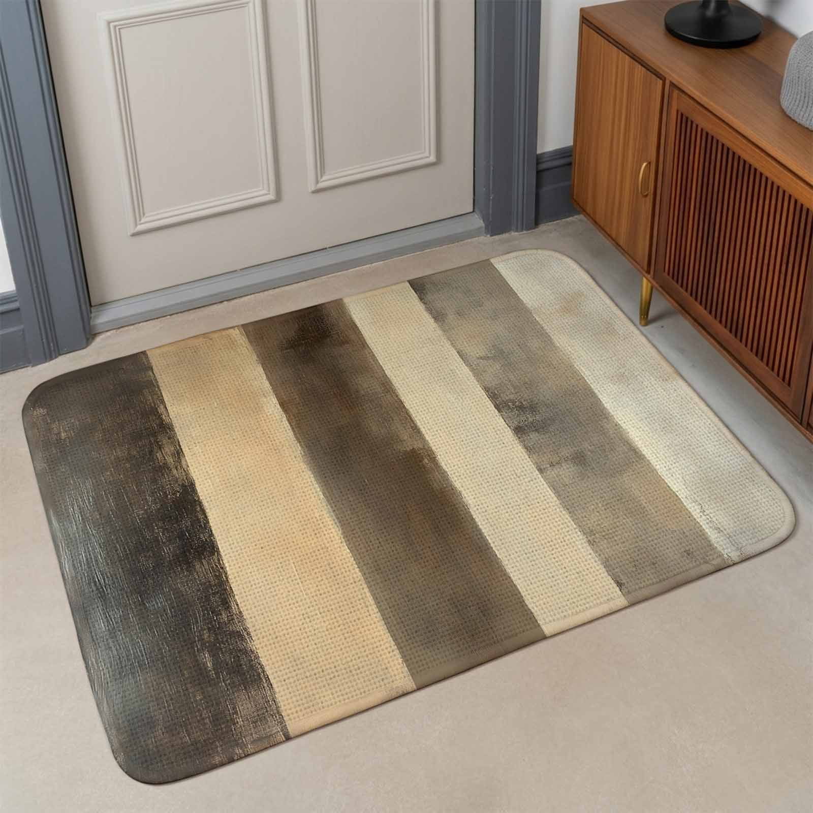 Abstract Brown Gray Stripes Front Door Mat Indoor Entrance, Modern Art ...
