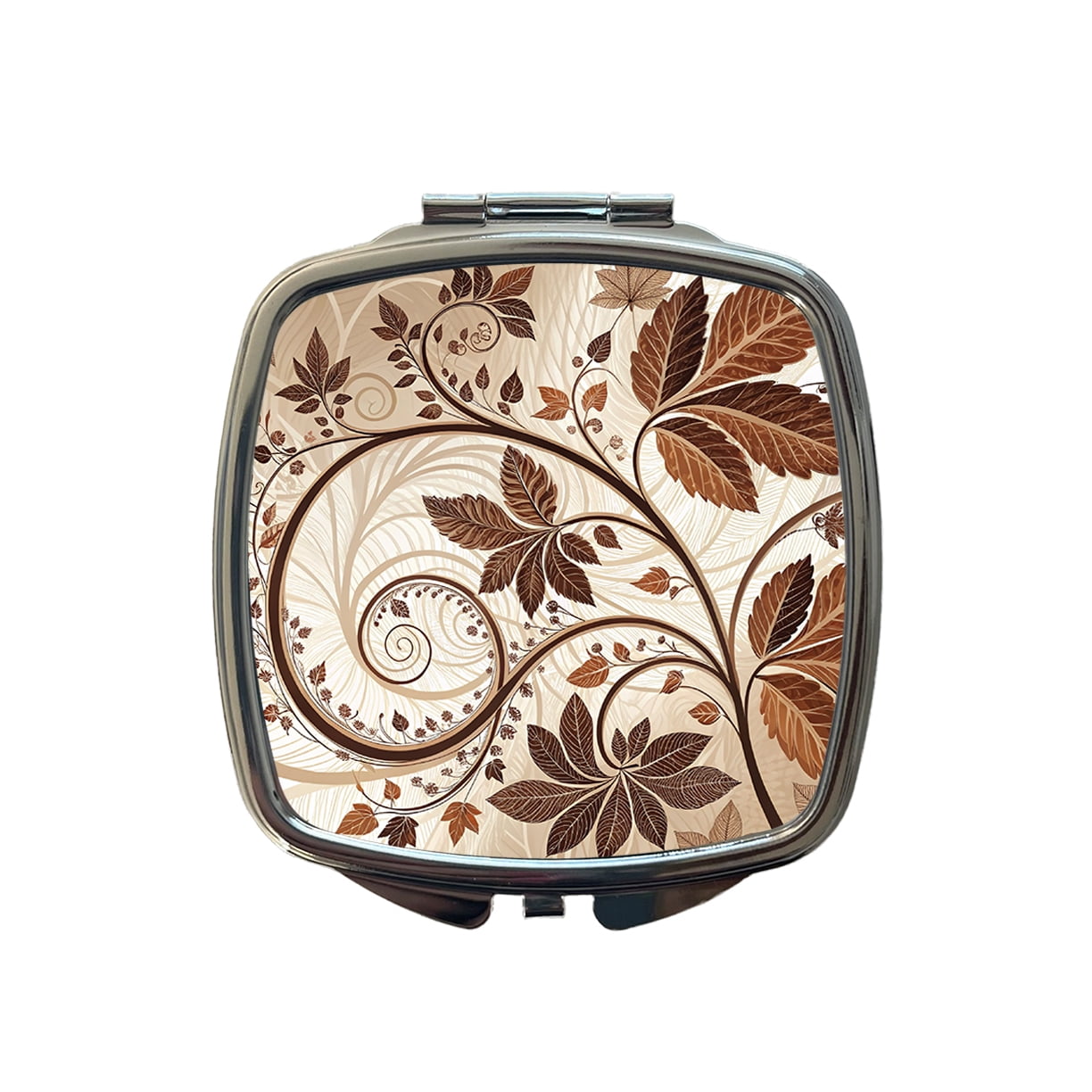 Abstract Brown Leaves Design Travel Makeup Handbag Purse Small Pocket ...