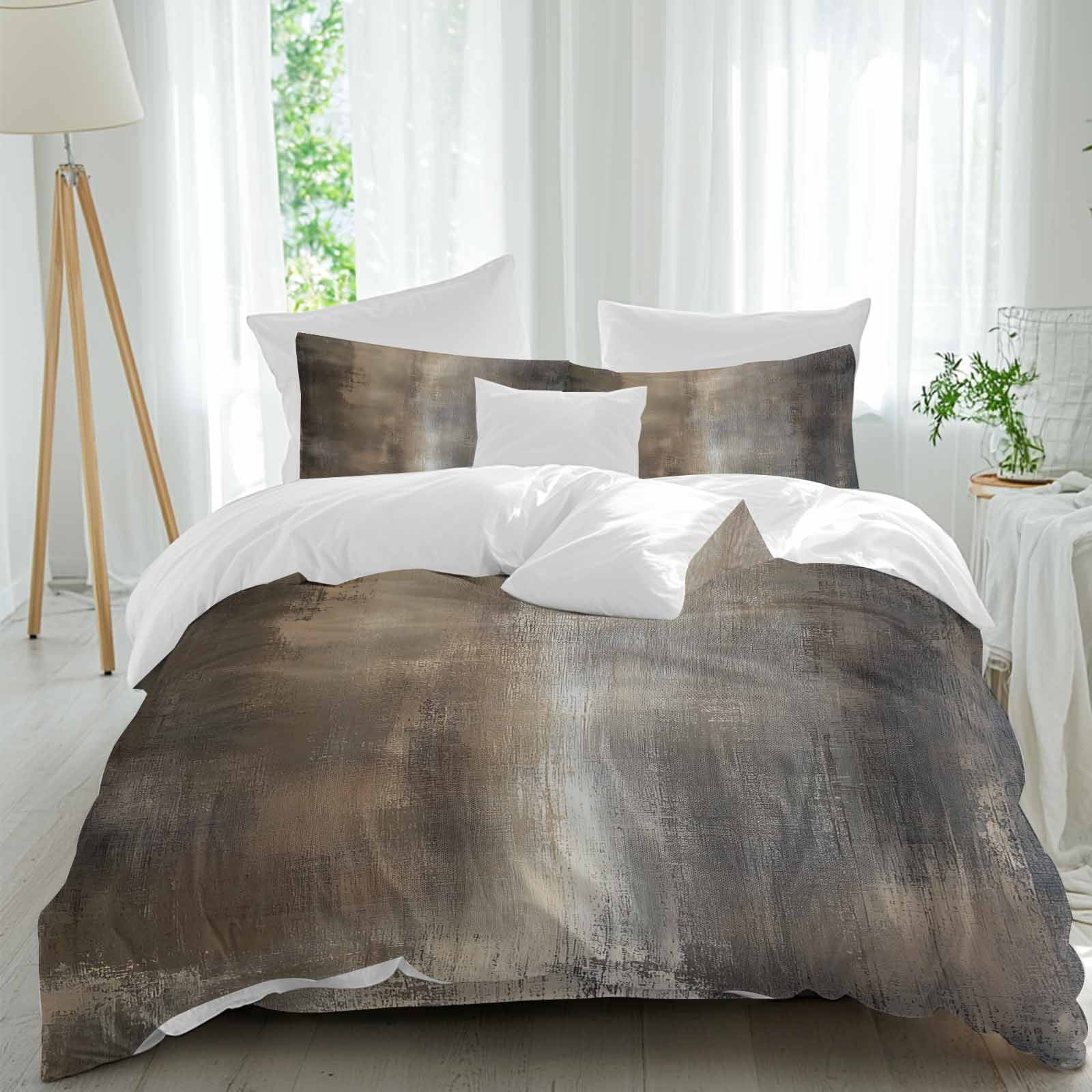 Abstract Brown Mottled California King Duvet Cover Set, Retro Brown ...