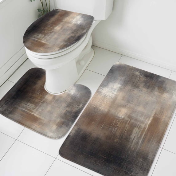 Abstract Brown Mottled Paint Bathroom Rugs Set Retro Beige Gradient Art ...